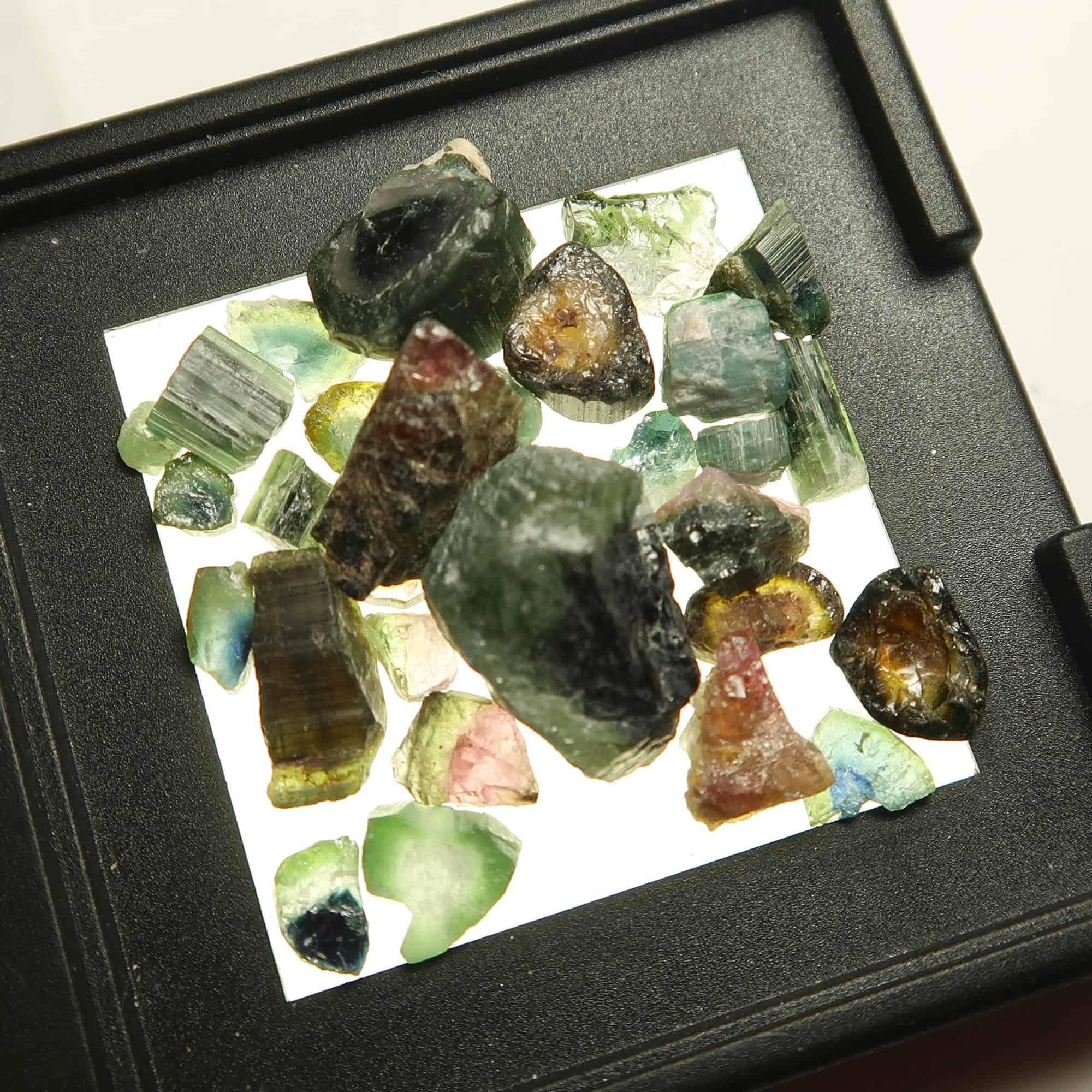 Bicolour, tricolour and multicoloured Tourmaline crystals