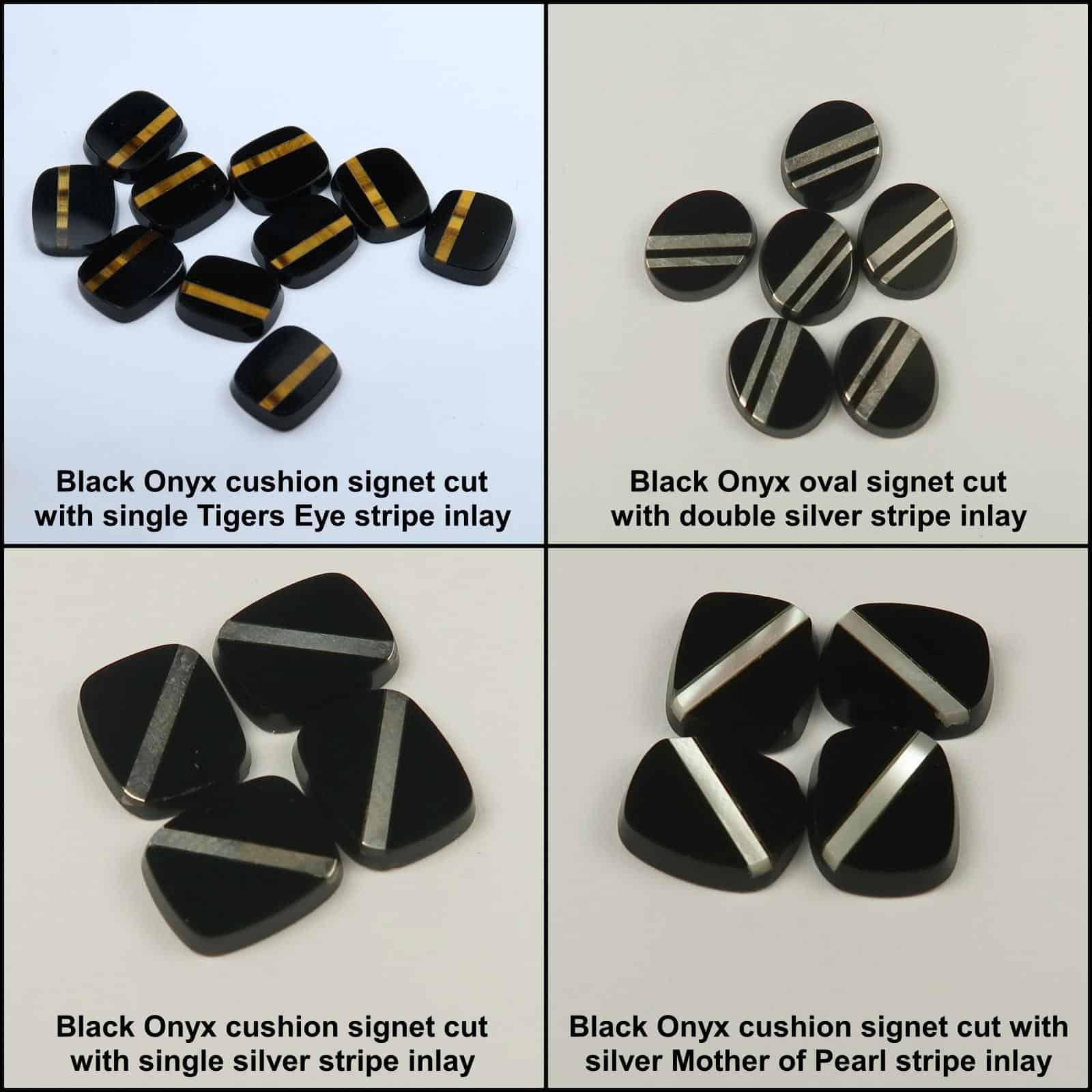 Black Onyx flat cut and signet cabochons | UK Cabochon Shop